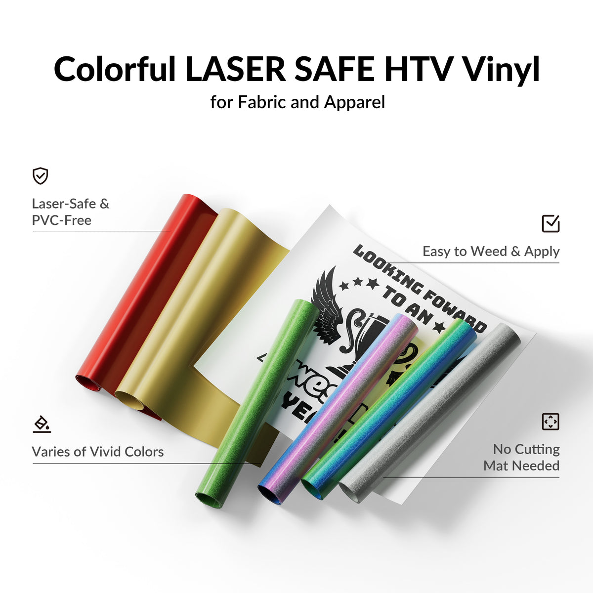 Colorful Laser Safe Heat Transfer Vinyl