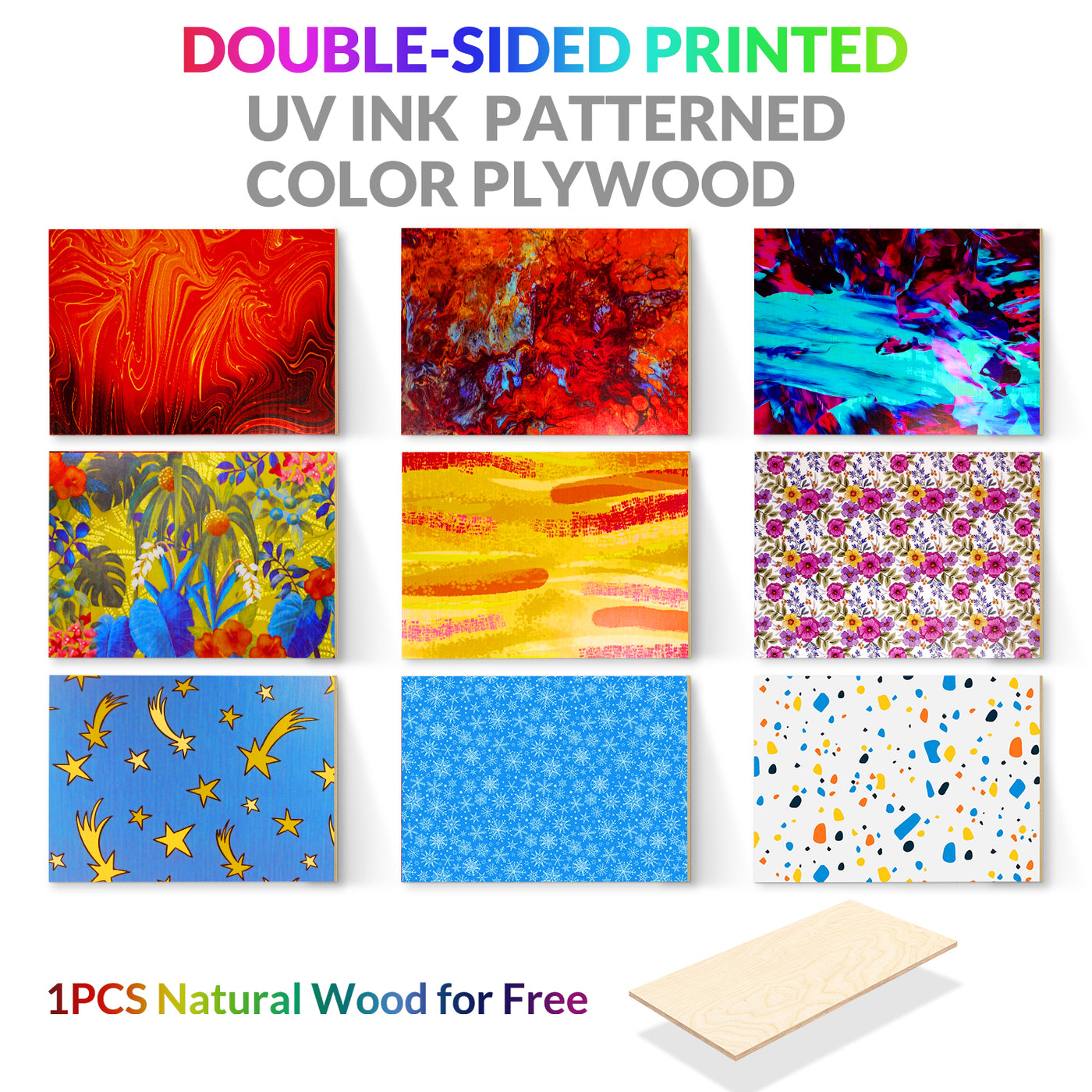WeCreat Double-sided UV Ink Printed Patterned Color Plywood