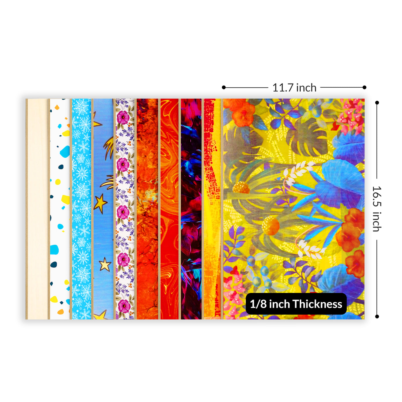 WeCreat Double-sided UV Ink Printed Patterned Color Plywood