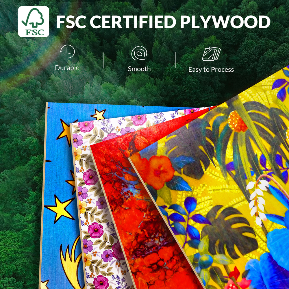 WeCreat Double-sided UV Ink Printed Patterned Color Plywood